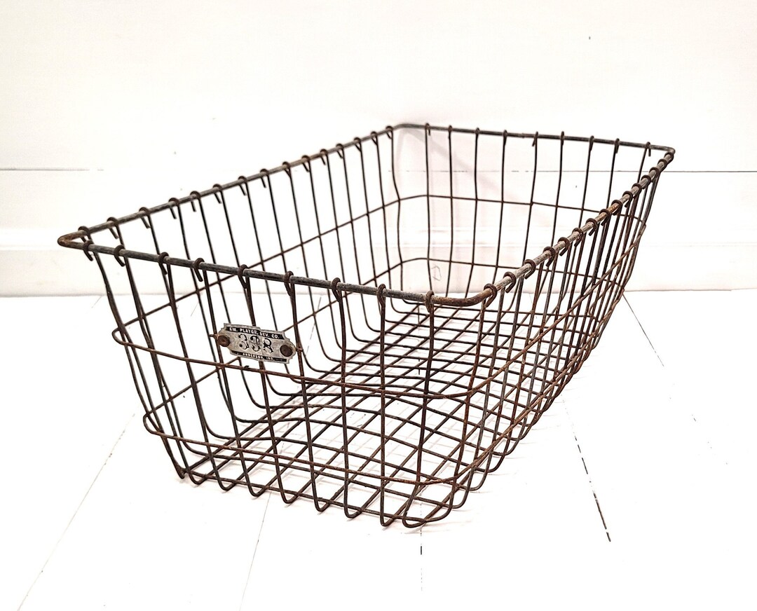 Vintage Rusty Metal School Locker Basket - Farmhouse Decor - Metal Wire ...