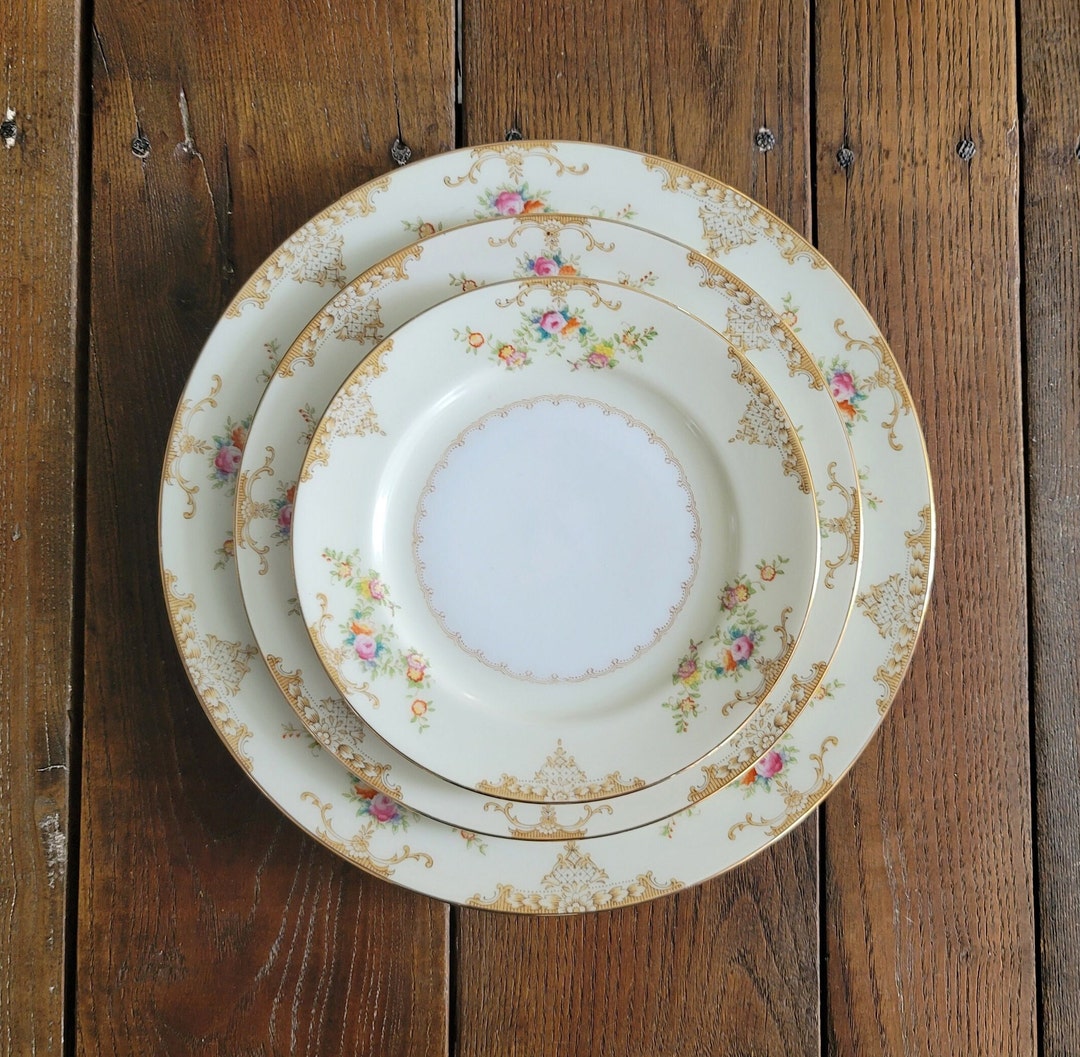 Vintage Meito China Dinner Salad Dessert Plates Japan Hand Painted ...