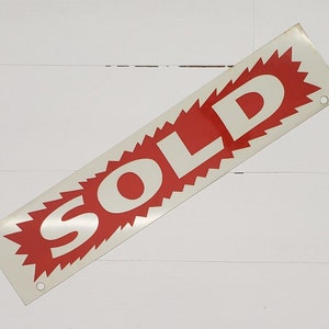 Vintage Metal Realtor SOLD Sign - Red and White Sold Sign - Mancave ...