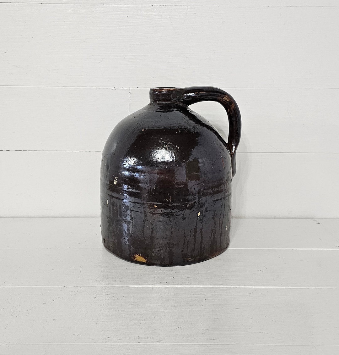 Vintage Brown Stoneware Beehive Jug - Farmhouse Decor - Salt Glaze ...