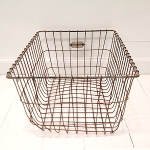 Vintage Rusty Metal School Locker Basket - Farmhouse Decor - Metal Wire ...