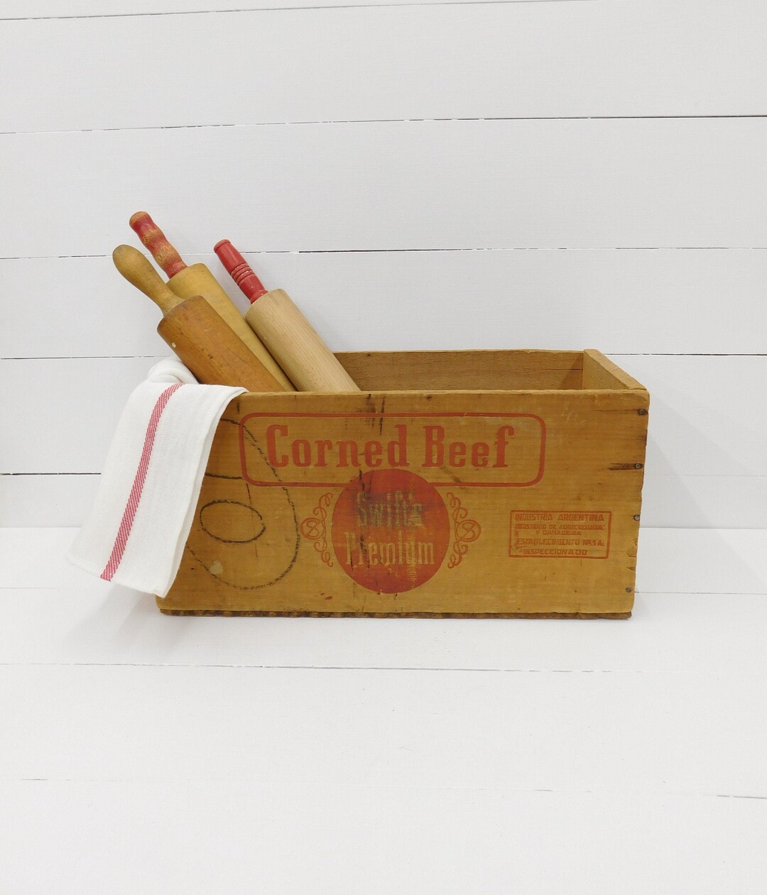 Vintage Swift's Premium Corn Beef Wood Crate Box Wood Storage Box Corn ...