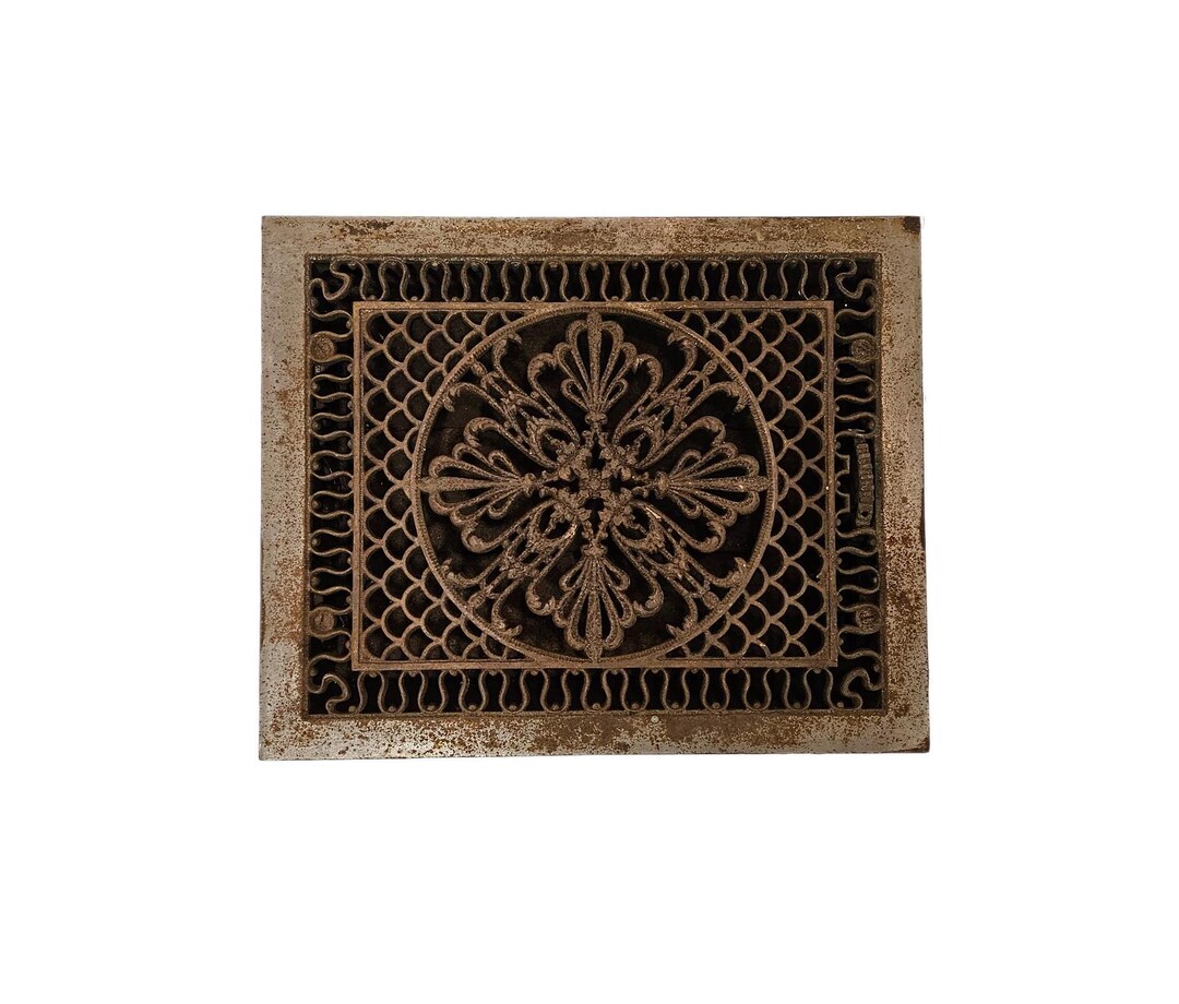 Antique Cast Iron Floor Register Grate Complete With Louvers ...
