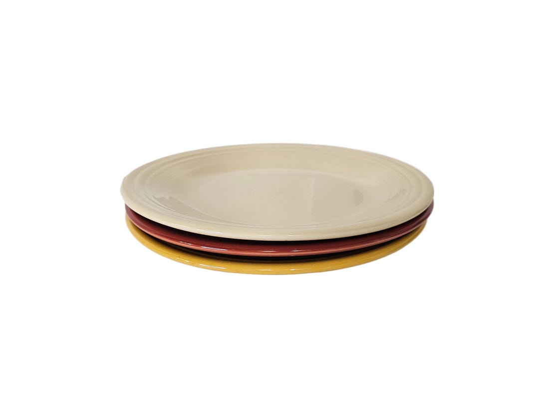 Vintage Fiestaware Dinner Plates - Fiesta Ivory Paprika Daffodil - Etsy