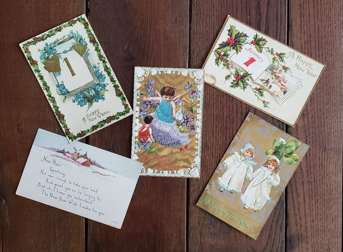 Vintage Collection of Early 1900's NEW YEAR Greetings Post Cards ...