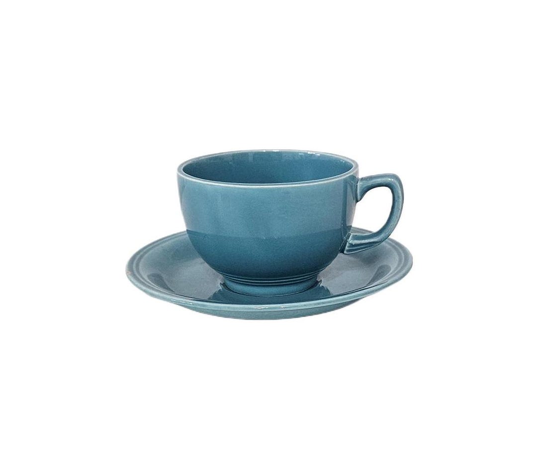 Vintage Turquoise Blue Cup and Saucer - Etsy
