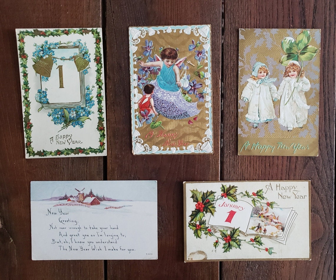 Vintage Collection of Early 1900's NEW YEAR Greetings Post - Etsy