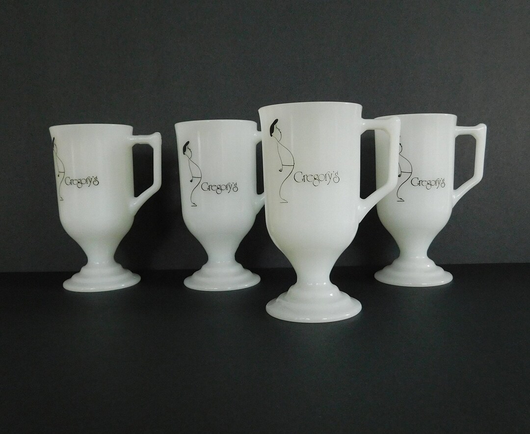 Vintage Set of 4 Gregory's Pedestal Mug Silhouette Tall Footed Milk ...