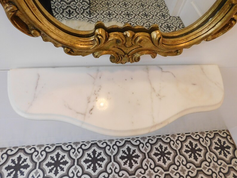 Vintage Gold Scroll Wall Mirror With Marble Shelf Farmhouse - Etsy