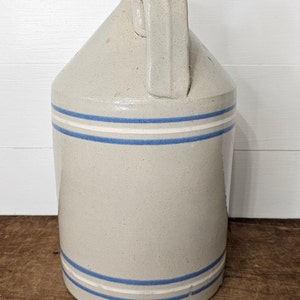 Vintage Blue Stripe Stoneware Jug - Farmhouse Cottage - Stoneware ...