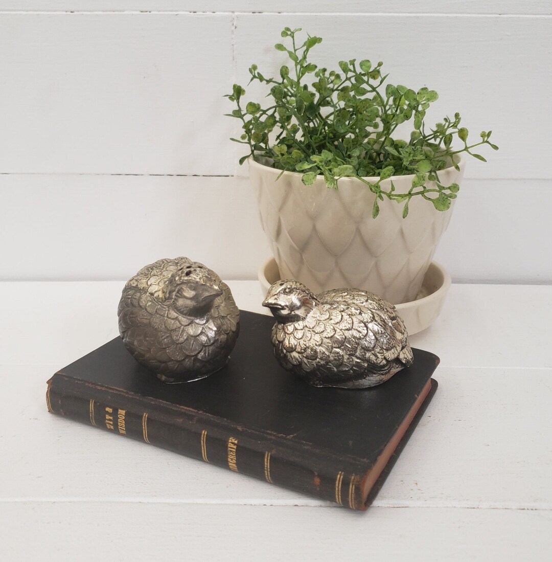 Vintage Silver Plated Quail Birds Salt and Pepper Shakers Partridge ...