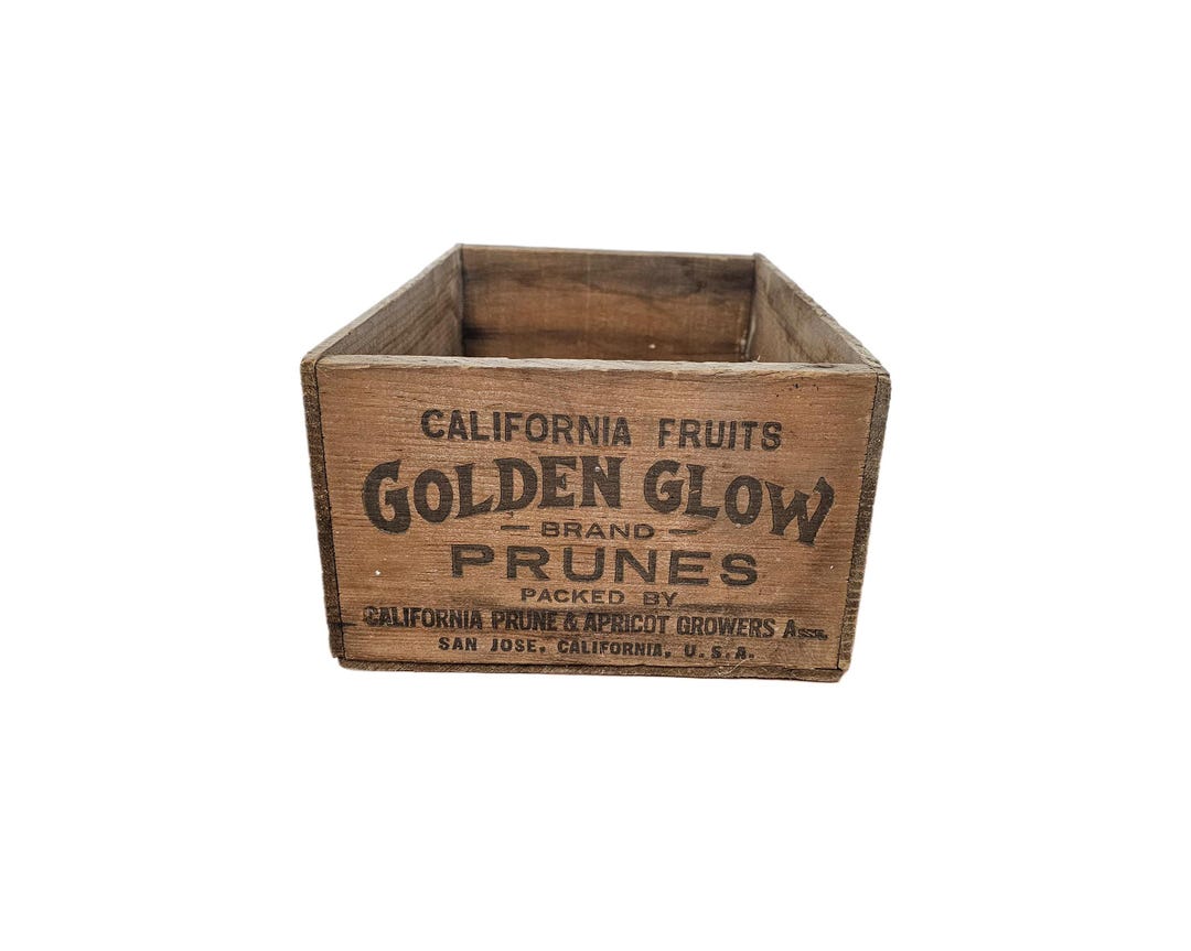 Vintage Golden Glow Prunes Wood Crate Box - Advertising Wood Box ...