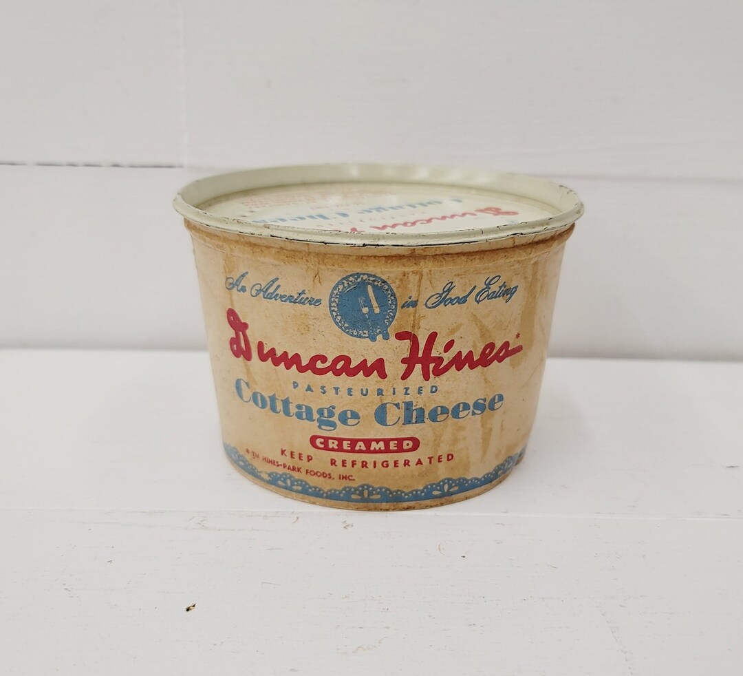 Vintage Duncan Hines Cottage Cheese Container Farmhouse Kitchen Hoosier ...