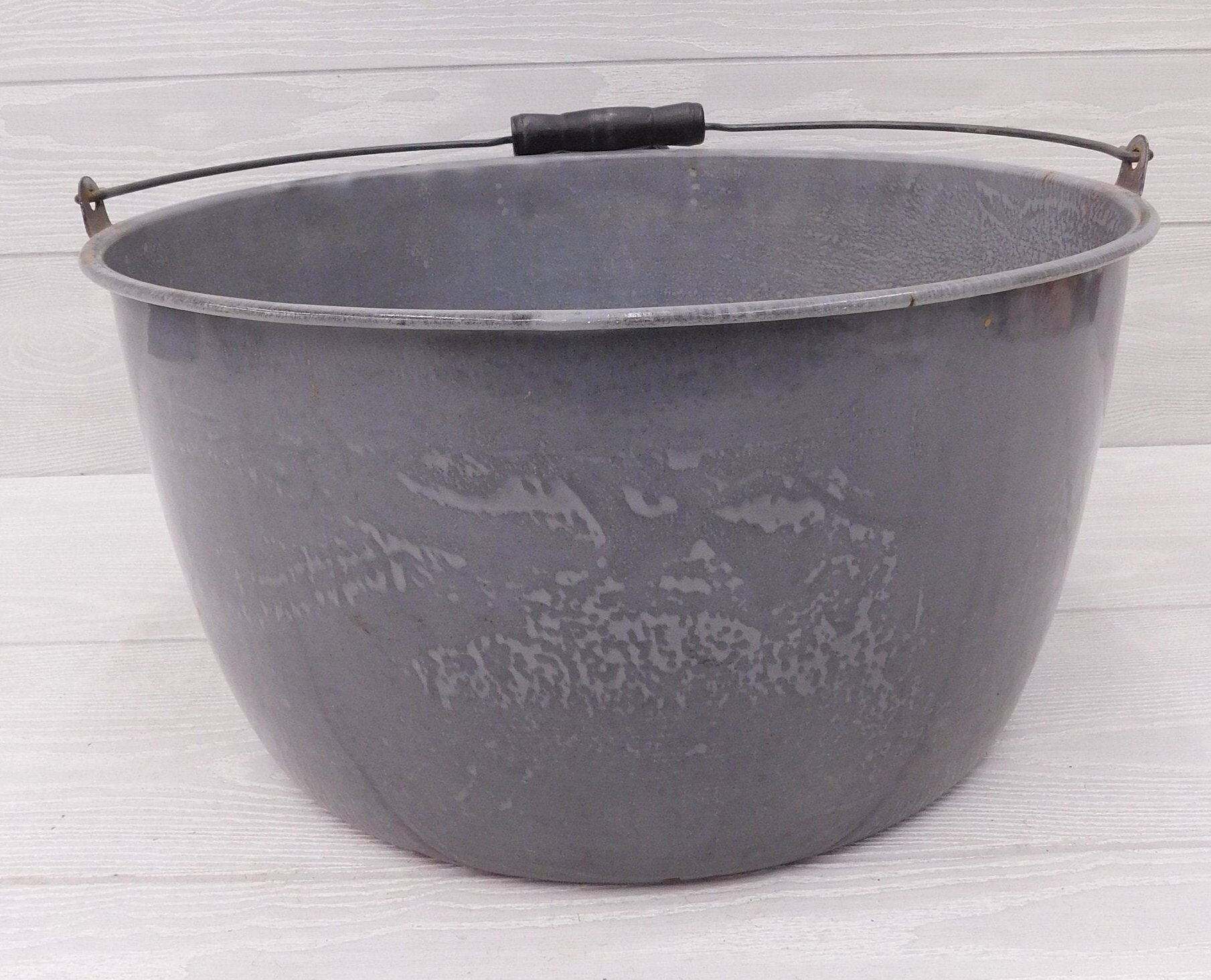 Vintage Large Gray Enamelware Bucket Pail Washtub With Carry | Etsy