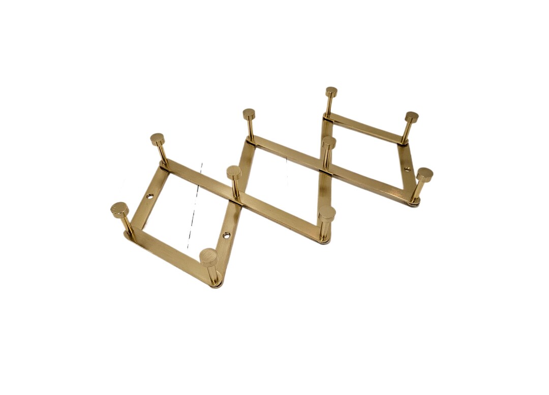 Brass Accordion Wall Hanger Peg Rack - Expandable Coat and Hat Rack ...