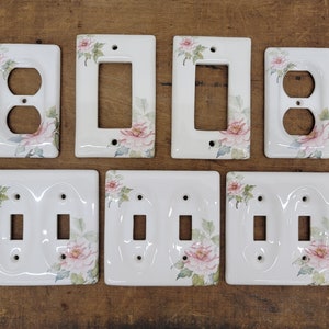 Vintage Porcelain Flowers Double Light Switch Plate - Rocker Switch ...