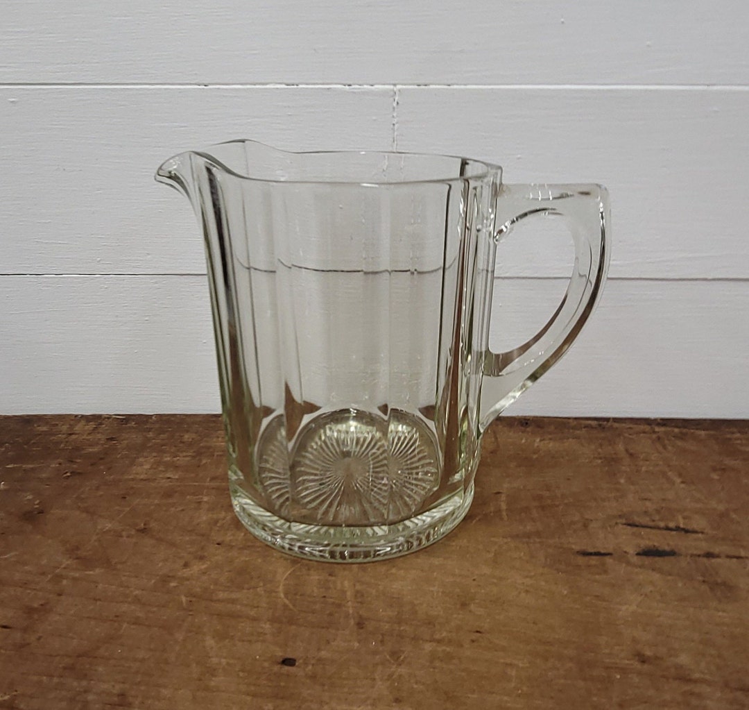 Vintage Heavy Clear Glass Beer Serving Pitcher - Barware - Serving ...