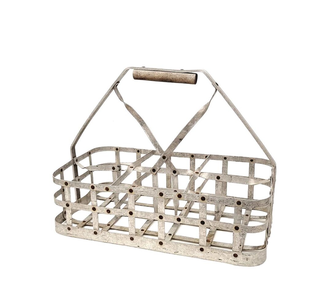 Vintage 6 Milk Bottle Carry Basket - Milk Bottle Storage Basket ...