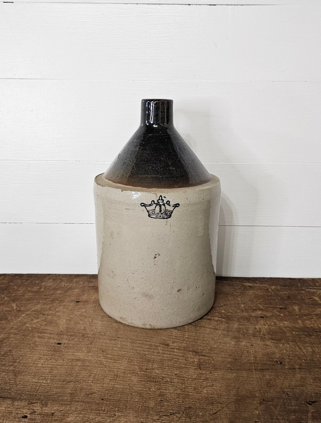 Vintage Blue Crown 1 Gallon Stoneware Moonshine Jug - Farmhouse Decor ...