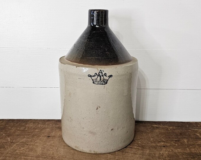 Vintage Blue Crown 1 Gallon Stoneware Moonshine Jug - Farmhouse Decor ...