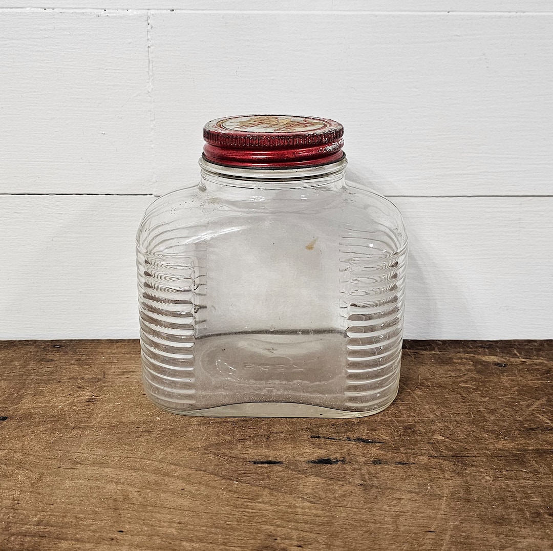 Vintage Nash's Toasted Coffee Ribbed Hazel Atlas Glass Jar Kitchen ...