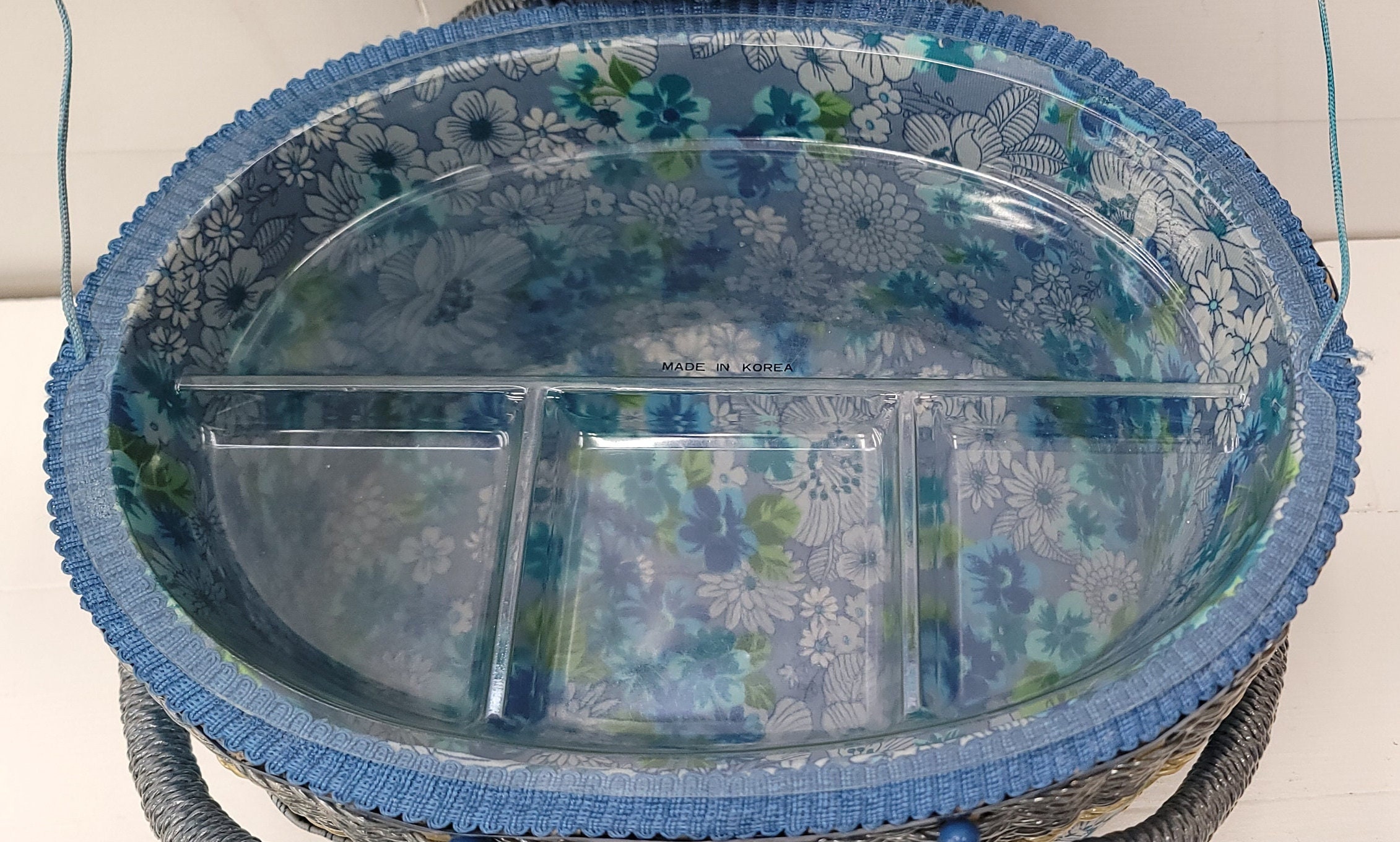 Vintage SEARS Best Blue Flower Power Carry Sewing Basket - Etsy