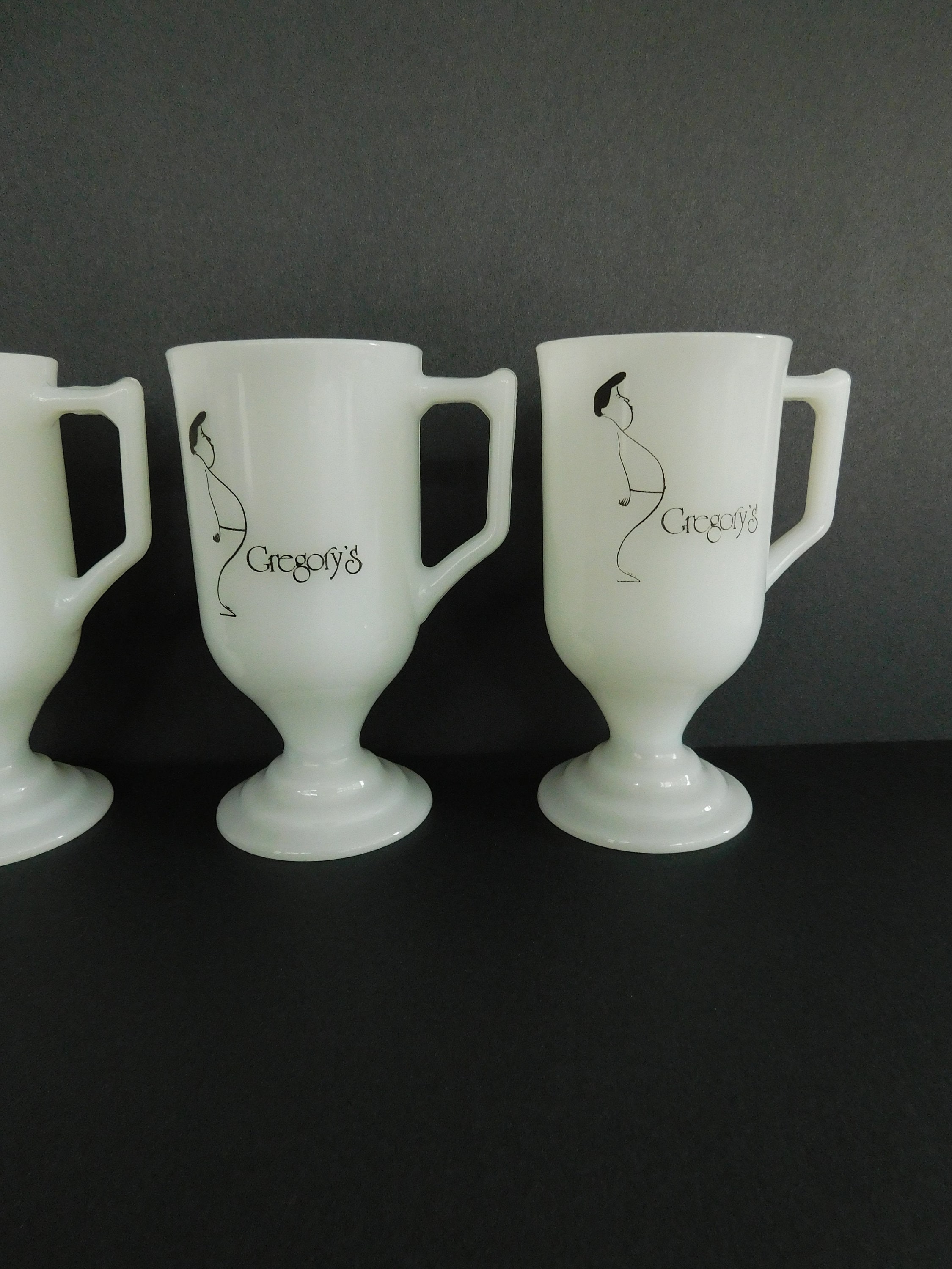 Vintage Set of 4 Gregory's Pedestal Mug Silhouette Tall Footed Milk ...