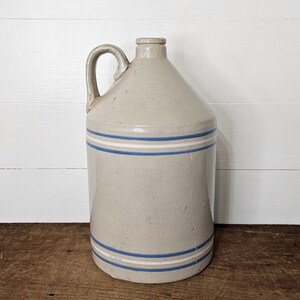 Vintage Blue Stripe Stoneware Jug - Farmhouse Cottage - Stoneware ...
