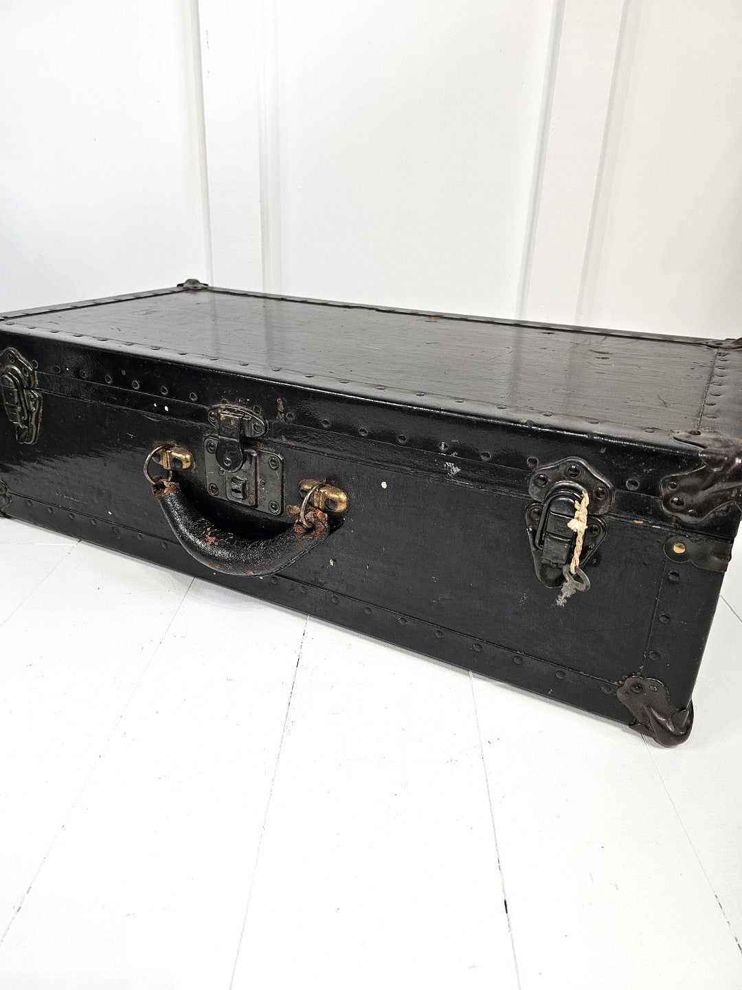 Vintage Black Metal Suitcase - Storage Case - Farmhouse Decor - Etsy