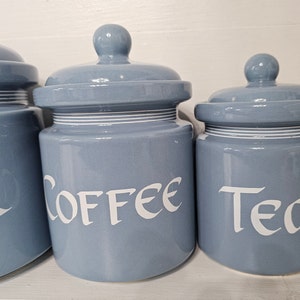 Vintage Blue Kitchen Canister Jar Set Flour Jar Sugar Jar Kitchen ...