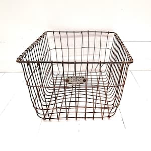 Vintage Rusty Metal School Locker Basket - Farmhouse Decor - Metal Wire ...
