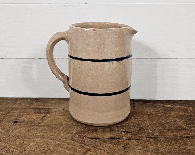 Vintage Blue Stripe Stoneware Pitcher - Farmhouse Kitchen - Blue Stripe ...