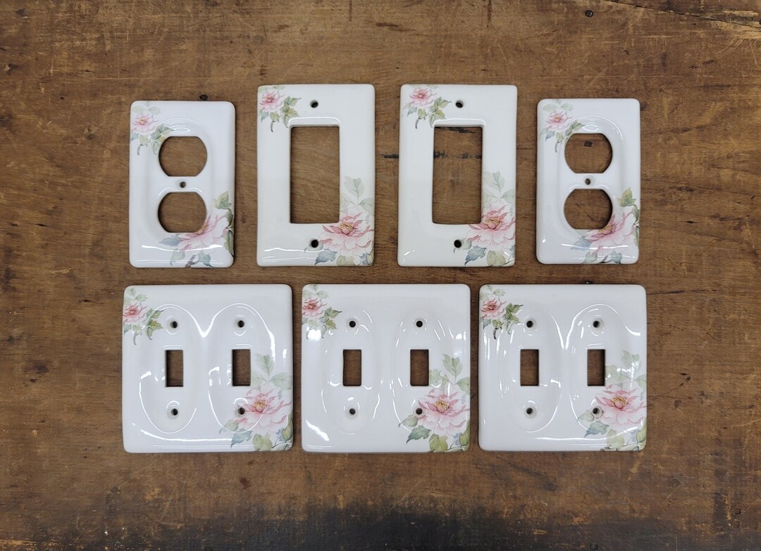 Vintage Porcelain Flowers Double Light Switch Plate - Rocker Switch ...