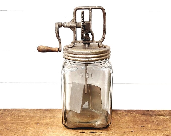 Vintage 3 Quart Butter Churn - Farmhouse Kitchen - Hand Cranked Butter ...