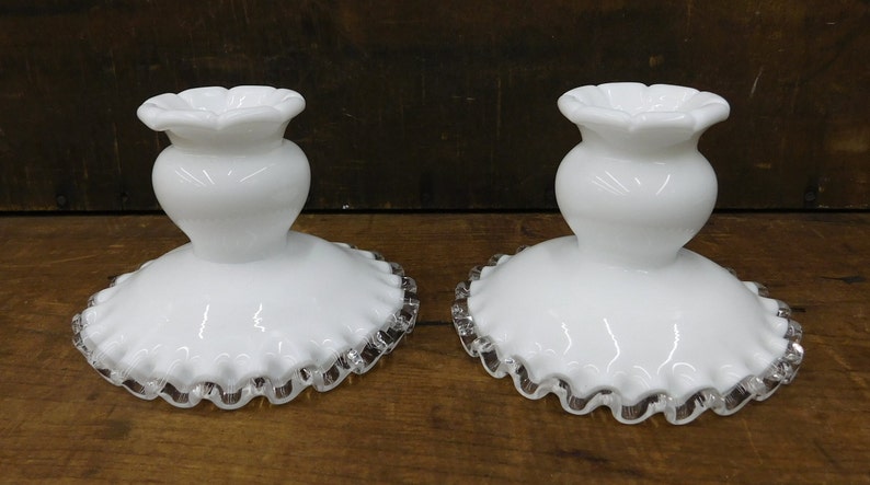 Vintage FENTON Glass Silvercrest Candlesticks Wedding - Etsy