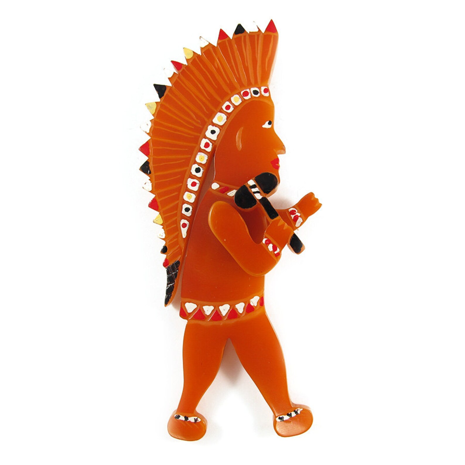 Reworked Vintage Bakelite Carved Indian Figure Brooch C. 1950 - Etsy