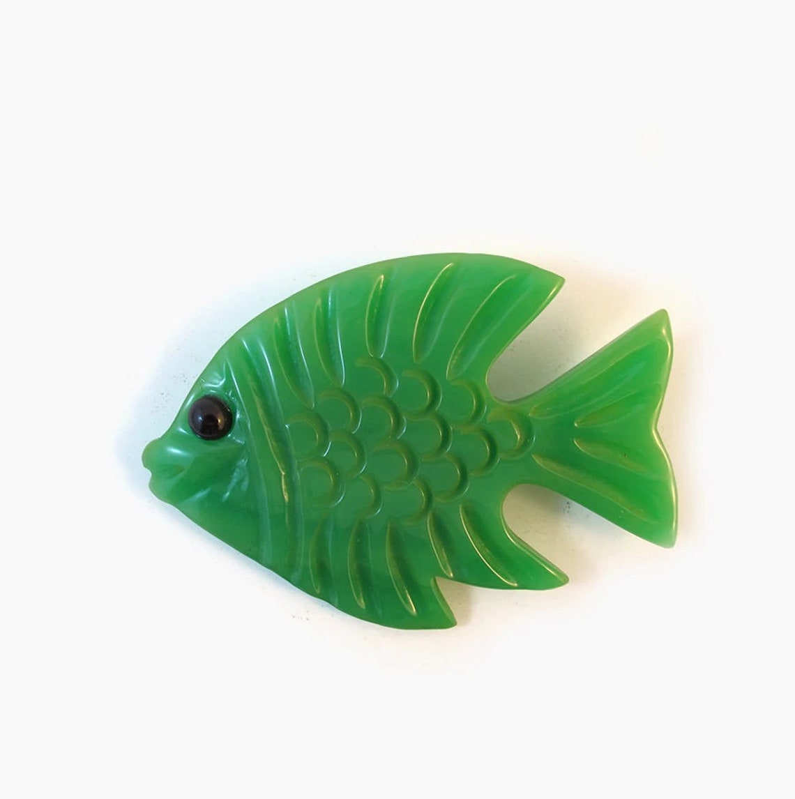 Reworked Vintage Bakelite Green Fish Brooch - Etsy