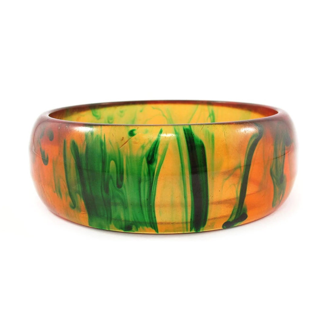 Vintage Dripping Paint Bakelite Bangle - Translucent C.1950's ...