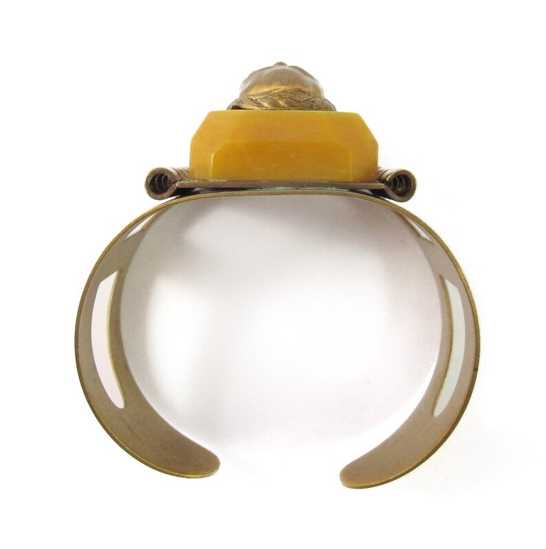 French Vintage Carved Galalith and Brass Figural Face Cuff C.1930 - Etsy