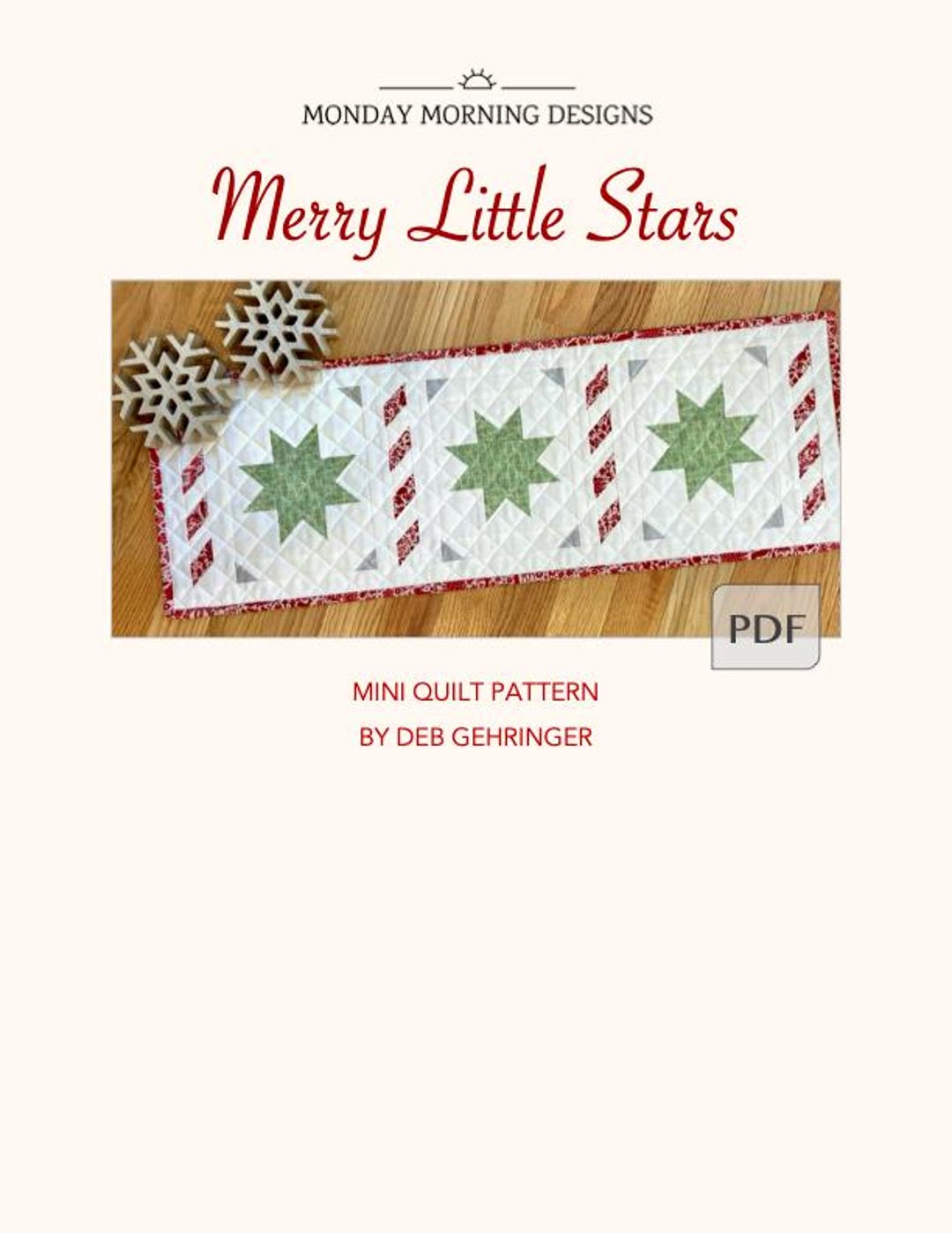 Merry Little Stars Mini Quilt PDF Pattern, Christmas Star Mini Quilt ...