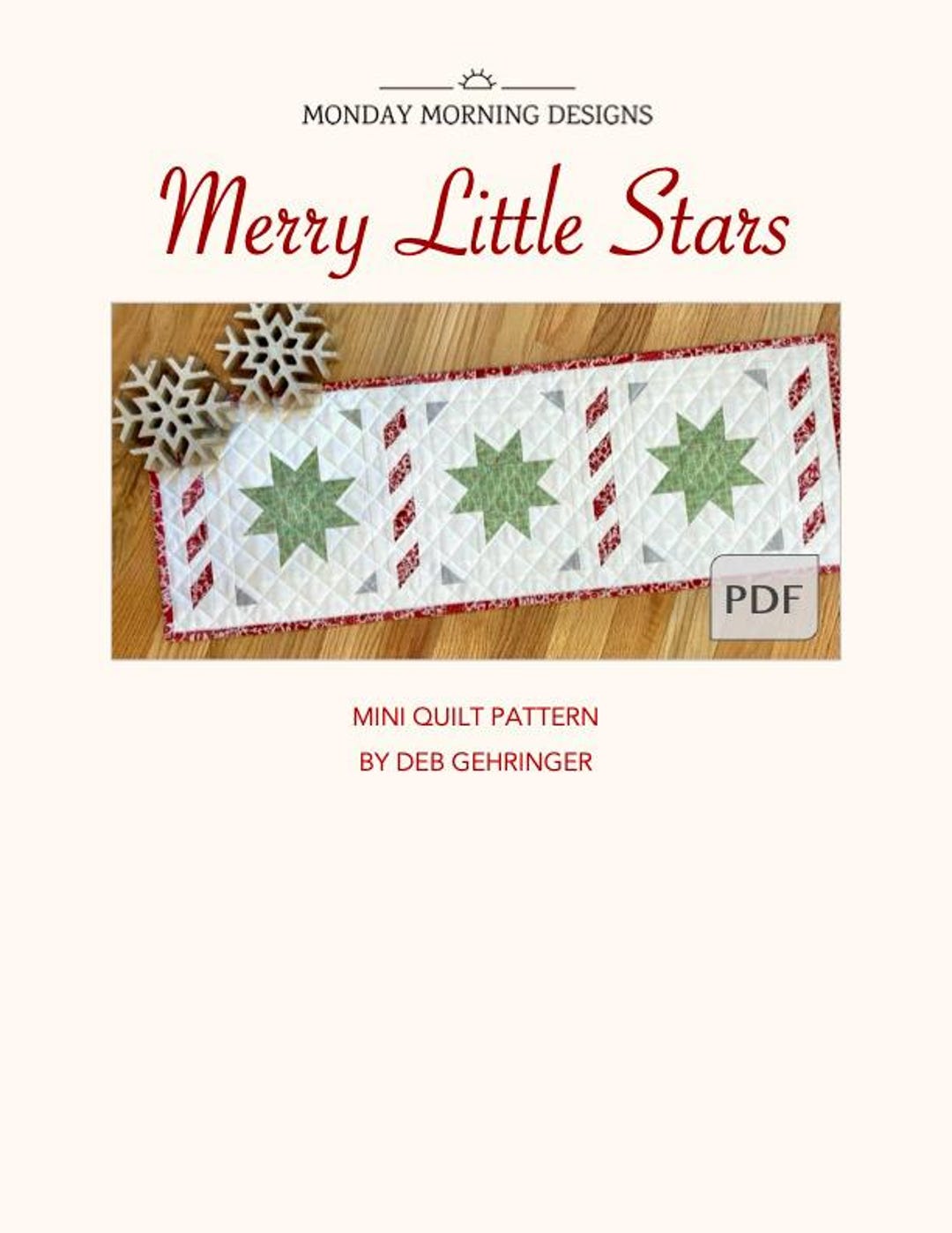 Merry Little Stars Mini Quilt PDF Pattern, Christmas Star Mini Quilt ...