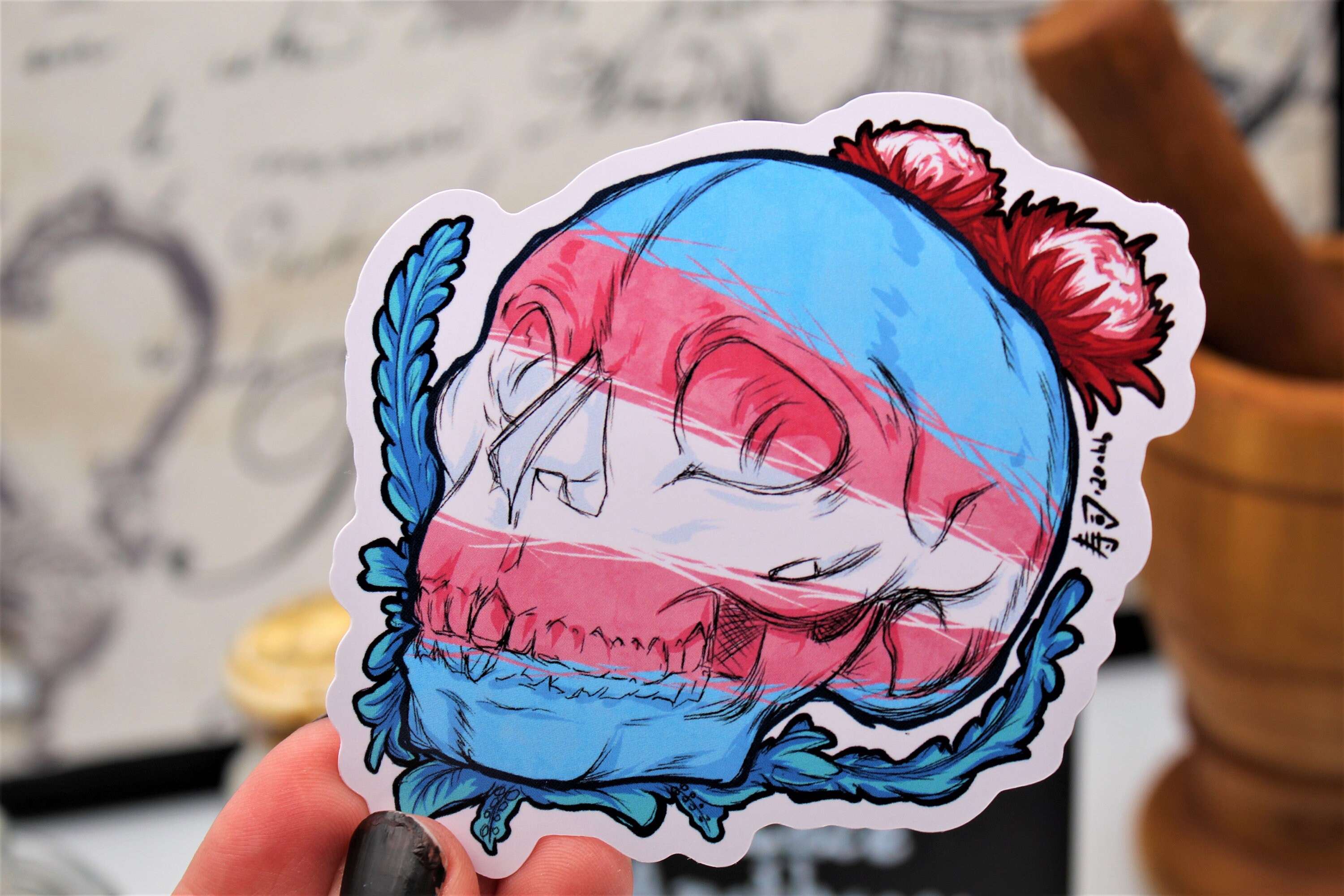 Proud to the Bone: Trans Skull Vinyl Sticker - Etsy