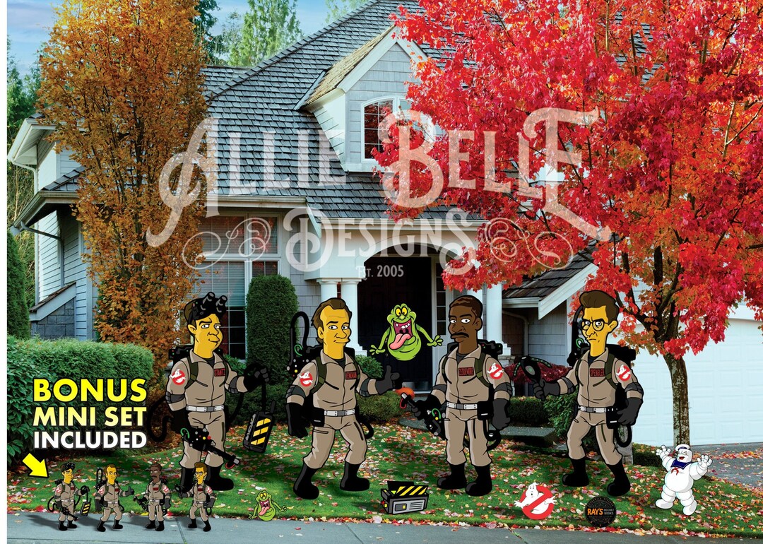 Ghostbusters Halloween Yard Decoration Set: Waterproof PVC, Slimer ...