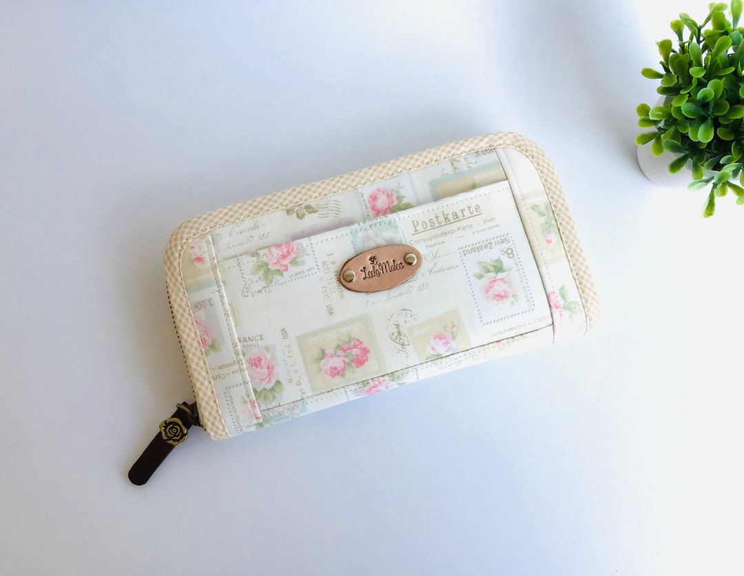 Womens Wallet, Women's Clutch Wallet, Roses Clutch Wallet, Beige Vegan ...