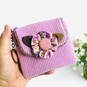 Purple Keychain Pouch, Purple Corduroy Pouch, Small Pouch With Keychain ...