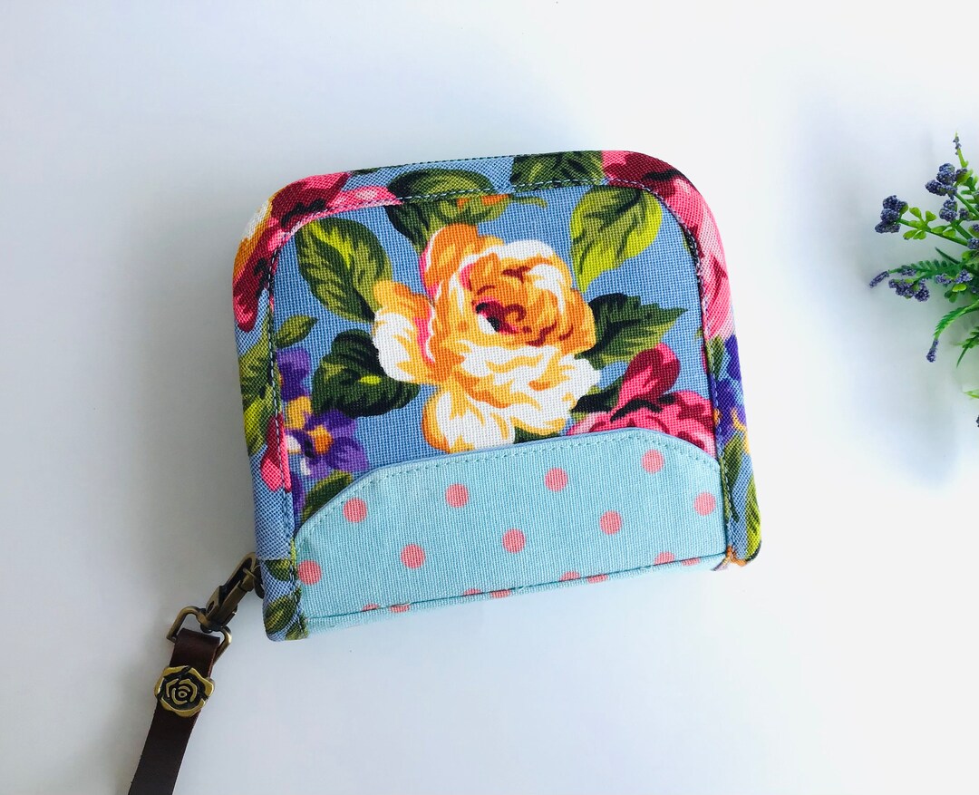 Blue Small Wallet, Small Wallet for Women, Roses Small Wallet, Women ...