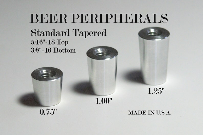 10 Pack Tapered Beer Tap Handle Ferrule Chrome Aluminum 5/16'-18 and 3/ ...