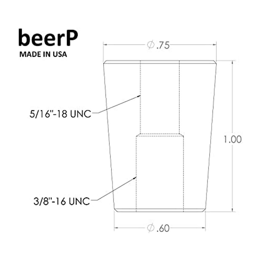 10 Pack BLACK Tapered Beer Tap Handle Ferrule 5/16'-18 and 3/8"-16 ...