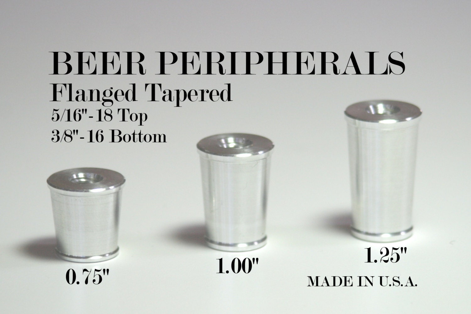 Flanged Tapered Beer Tap Ferrule Chrome Aluminum 5/16"-18 Top and 3/8 ...