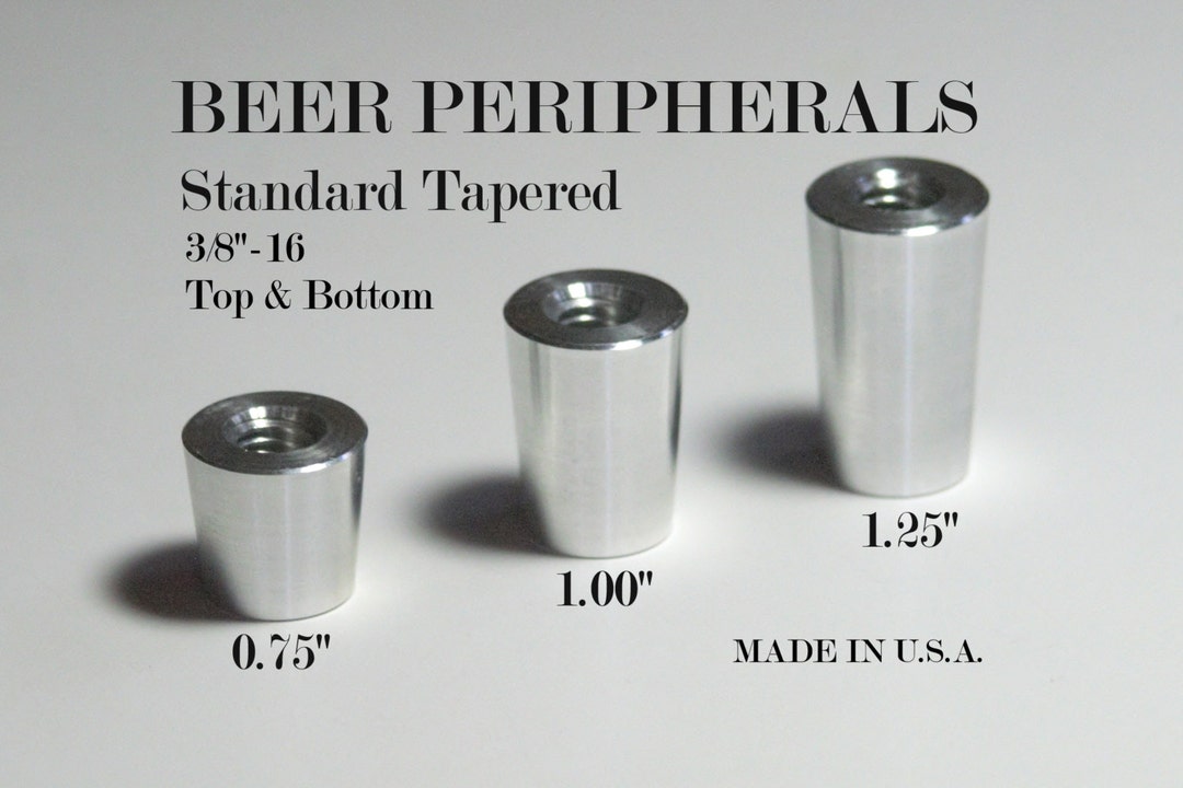 10 PACK Tapered Beer Tap Ferrule Chrome Aluminum 3/8"-16 Through Hole ...